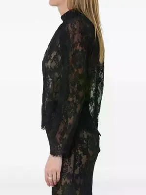 SELF-PORTRAIT Laced High Neck Long Sleeve Blouse