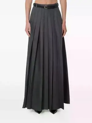 SELF-PORTRAIT Belted Pleated Maxi Skirt