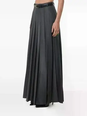 SELF-PORTRAIT Belted Pleated Maxi Skirt