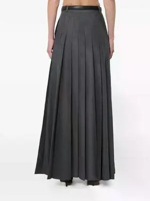 SELF-PORTRAIT Belted Pleated Maxi Skirt