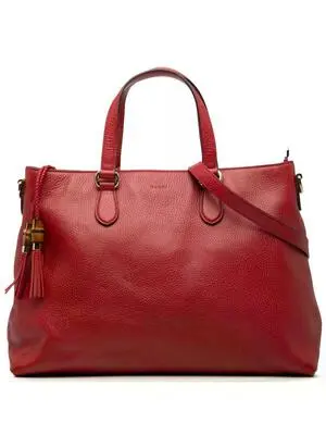 Gucci Leather Bamboo Tassel Satchel - Red