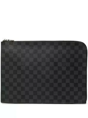 LOUIS VUITTON Damier Graphite Pochette Jour Gm Clutch Bag - Black