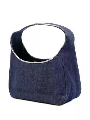 Burberry House Check Canvas Trimmed Denim Handbag