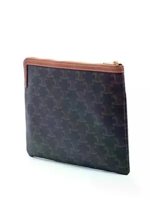 Celine Triomphe Coated Canvas Clutch Bag - Brown