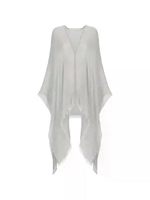 PANICALE Lurex Patterned Frayed Poncho