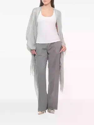PANICALE Lurex Patterned Frayed Poncho