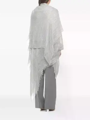 PANICALE Lurex Patterned Frayed Poncho