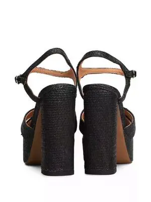 BIBI LOU Woven Platform Block Heel Sandals - Black