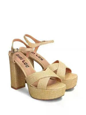 BIBI LOU Primrose Woven Platform Sandals - Neutrals