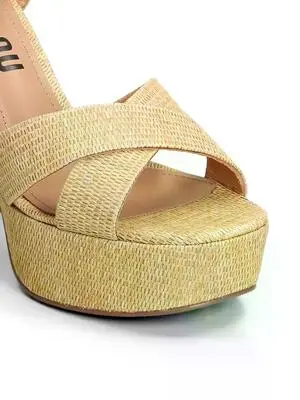 BIBI LOU Primrose Woven Platform Sandals - Neutrals