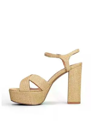 BIBI LOU Primrose Woven Platform Sandals - Neutrals