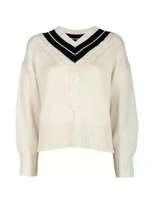 NILI LOTAN Suneel Cable Knit V-neck Sweater