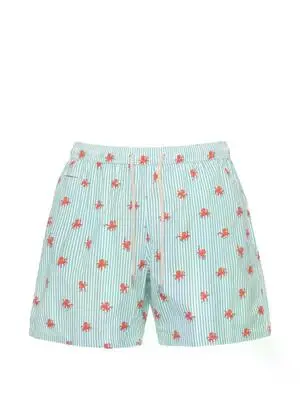 MC2 SAINT BARTH Striped Swim Shorts With Octopus Print - Blue