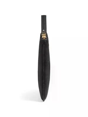 Valentino Garavani Vlogo Signature Clutch In Moiré Fabric With Jewel Logo - Black