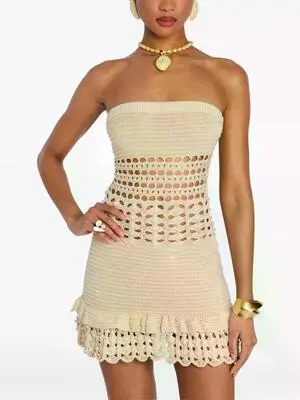 Retrofete Vali Crochet-knit Mini Dress - Neutrals