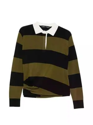 Proenza Schouler Striped Cotton Polo Shirt - Black