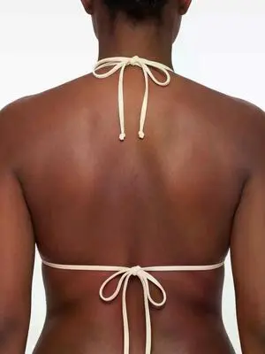 LA REVECHE Floral-appliqué Bikini Top - White