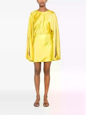 Norma Kamali Obie Cape-sleeve Dress In Satin