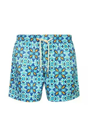 PENINSULA SWIMWEAR Cala Felce Printed Drawstring Swim Shorts - Blue