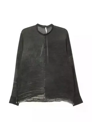 LABEL UNDER CONSTRUCTION Distressed-effect Band-collar Shirt - Grey