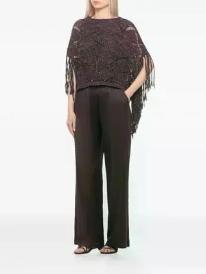 Antonelli Firenze Sequin Embellished Fringed Cropped Sweater