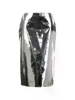JIL SANDER Metallic Leather Skirt - Silver