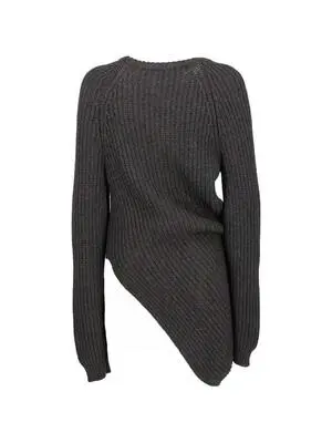LANVIN Asymmetric Ribbed-knit Sweater