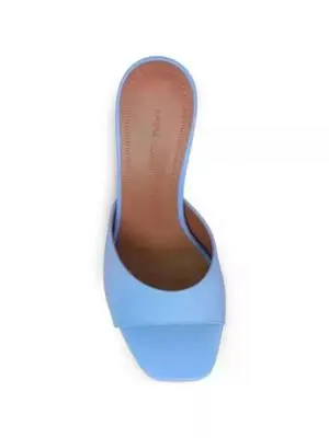Amina Muaddi Lupita Leather Heeled Sandals - Blue