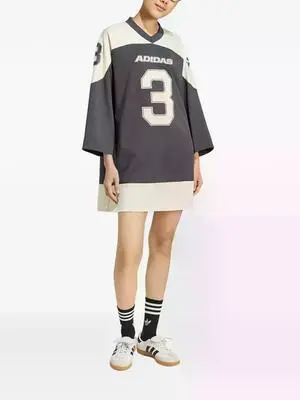 Adidas Logo Print V-neck T-shirt Mini Dress