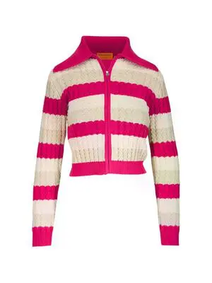 Guest In Residence Kirby Striped Zip-up Cardigan - Red
