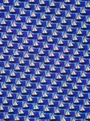 Zegna Silk Sailboat Print Neck Tie