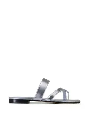 Manolo Blahnik Susa Metallic-effect Toe-strap Sandals