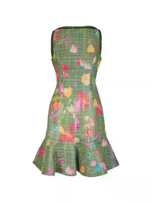 Lela Rose Cactus Floral Print Ruffled Mini Dress