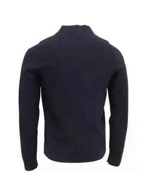Theory Navy Knitted Collared Sweater - Blue