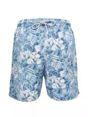 Paul & Shark Floral Print Swim Shorts - Blue