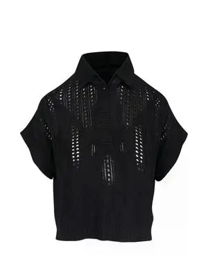 D.exterior Short-sleeve Pointelle Knit Sweater