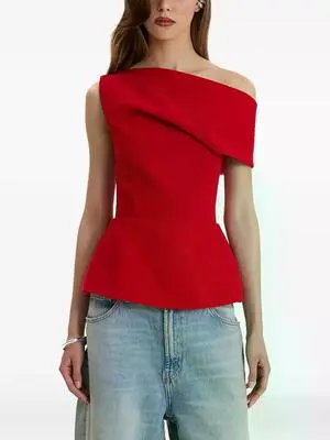 MOOS STUDIO Off-shoulder Peplum Top - Red