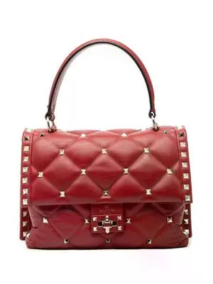 Valentino Garavani Medium Lambskin Candystud Top Handle Satchel - Red