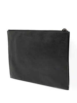 Saint Laurent Croc Embossed Leather Monogram Document Holder Clutch