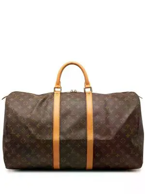 LOUIS VUITTON Monogram Keepall 55 Travel Bag - Brown