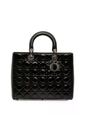 Dior Large Patent Cannage Lady Satchel - Black