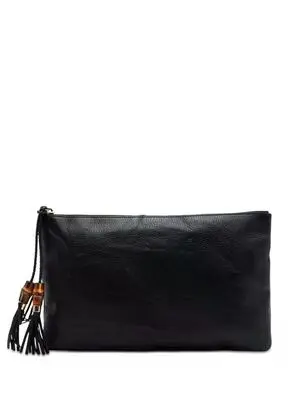 Gucci Calfskin Bamboo Tassel Clutch Bag - Black