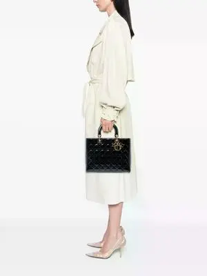 Dior Large Patent Cannage Lady Satchel - Black