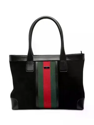 Gucci Suede Web Tote Bag - Black