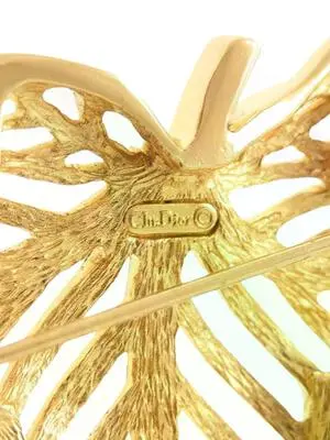 Dior Plated Leaf Brooch