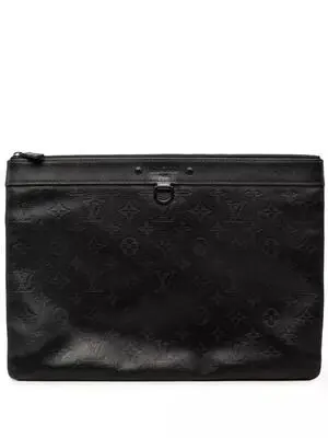 LOUIS VUITTON Monogram Shadow Discovery Pochette Clutch Bag - Black