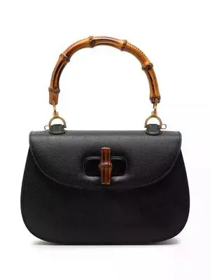 Gucci Grained Calfskin Bamboo Night Satchel - Black