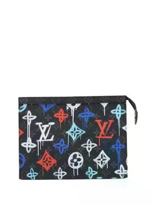 LOUIS VUITTON 2021-2026 Monogram Eclipse Graffiti Pochette Voyage Mm Clutch Bag