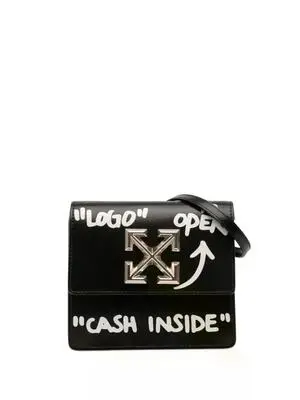 Off-White Glazed Calfskin Jitney 0.7 Bag - Black