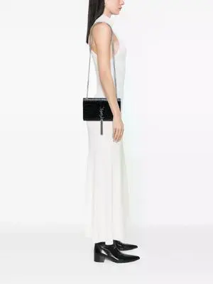 Saint Laurent Medium Croc Embossed Leather Kate Tassel Crossbody Bag